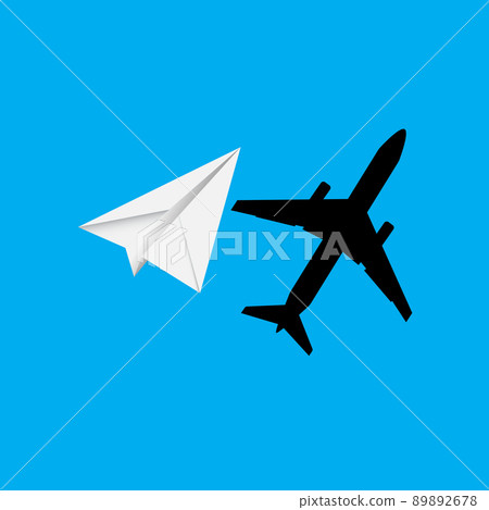 paper plane with real plane shadow - Stock Illustration [89892678] - PIXTA