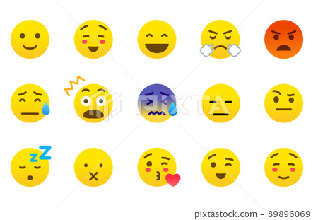 Smiley set with various facial expressions Emoji - Stock Illustration ...