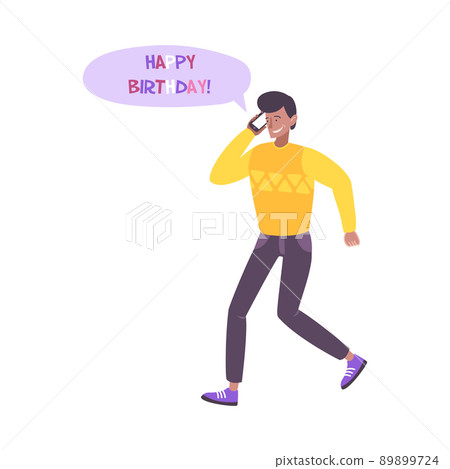 Greetings Over Phone Composition - Stock Illustration [89899724] - PIXTA