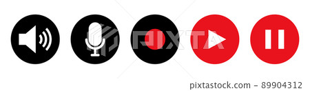 Video control button icon set - Stock Illustration [89904312] - PIXTA