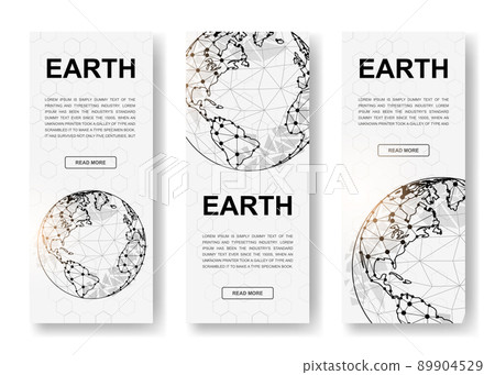 Set of three Earth polygonal vertical banners.... - Stock Illustration ...