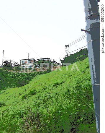 A cliff covered with greenery.... - Stock Illustration [89905260] - PIXTA
