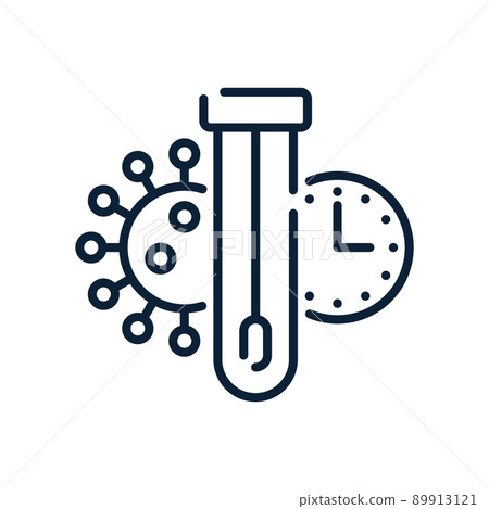 Covid pcr test vector line icon. Corona virus... - Stock Illustration ...