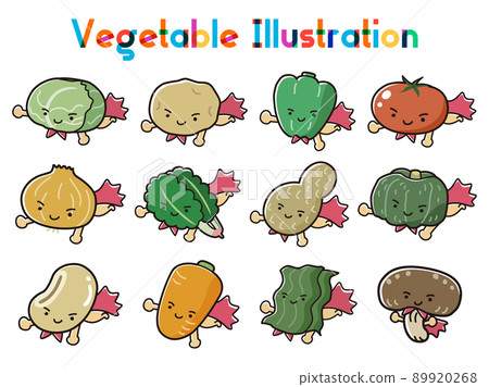 Vegetable hero character illustration set - Stock Illustration ...
