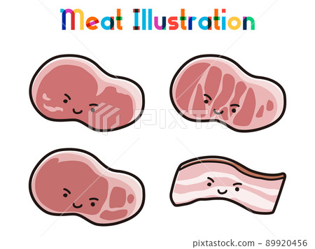 Simple cute meat character illustration set - Stock Illustration ...