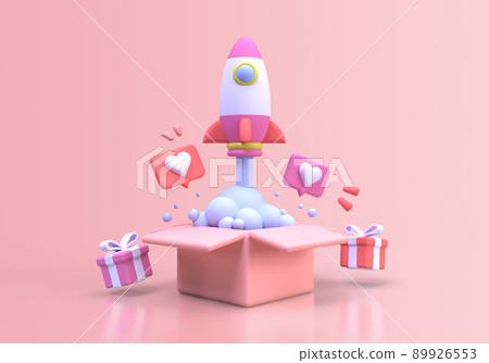Rocket Launches with gift concept illustration... - Stock Illustration ...