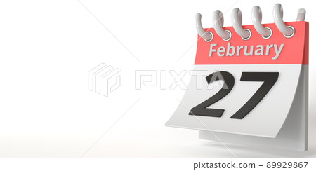 February 27 date on a minimalistic tear-off... - Stock Illustration ...
