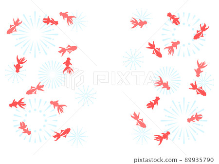 Goldfish and fireworks illustration white... - Stock Illustration ...