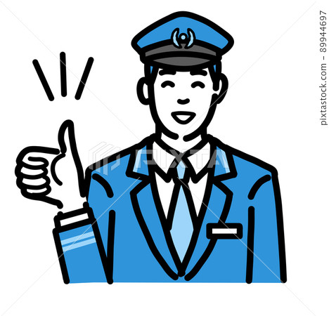 Train conductor man with a smile and thumbs up - Stock Illustration ...
