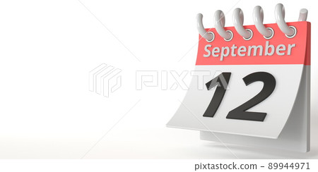 September 12 date on a tear-off calendar, 3d... - Stock Illustration ...