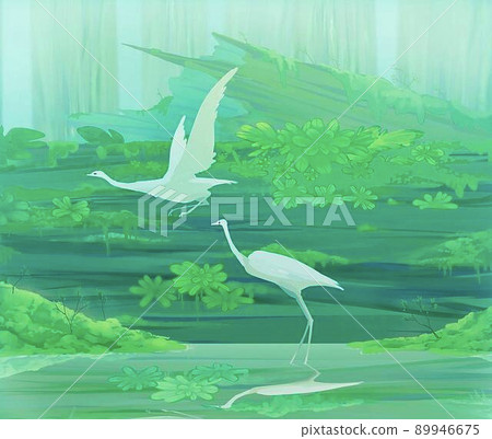 White bird taking off - Stock Illustration [89946675] - PIXTA