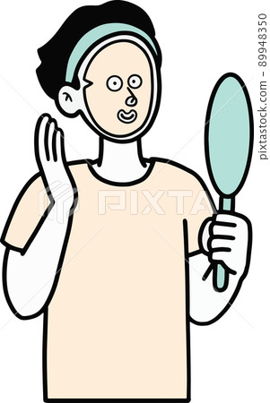 Illustration material of a man doing a facial pack - Stock Illustration ...