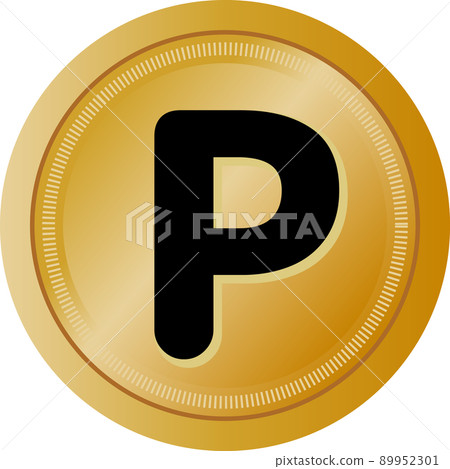 P coin, point coin, gold, gold, surplus - Stock Illustration [89952301 ...