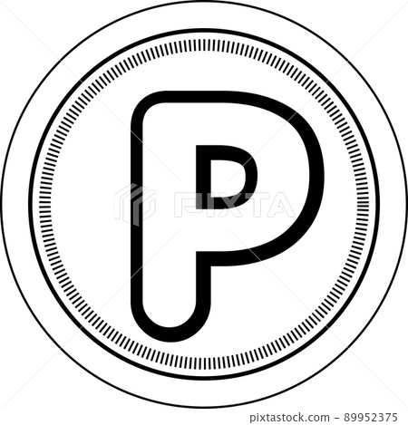 P coin point coin monochrome black and white - Stock Illustration ...