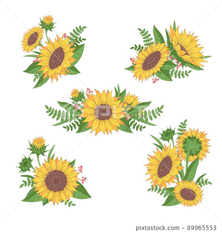 Cartoon Sunflowers Collection - Stock Illustration [89965553] - PIXTA