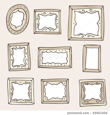 Set of hand drawn doodle vintage frames,... - Stock Illustration ...