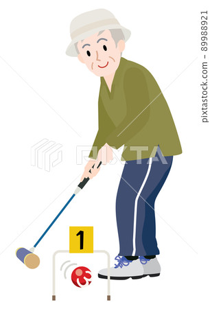 Senior men playing gateball - Stock Illustration [89988921] - PIXTA