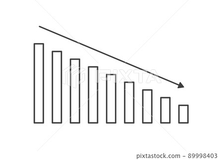 Black arrow and bar graph with a downward... - Stock Illustration ...
