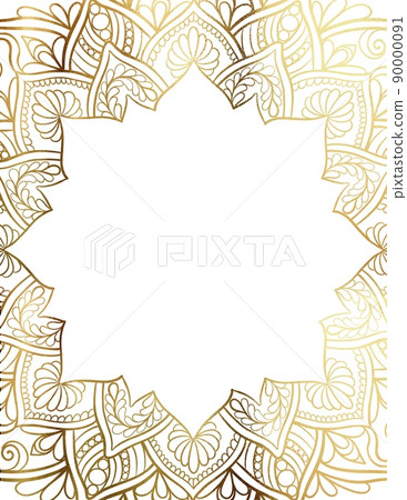 Mandala gold outline frame template for... - Stock Illustration ...