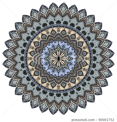 Mandala art (cold colors, flowers, chic) - Stock Illustration [90001752 ...