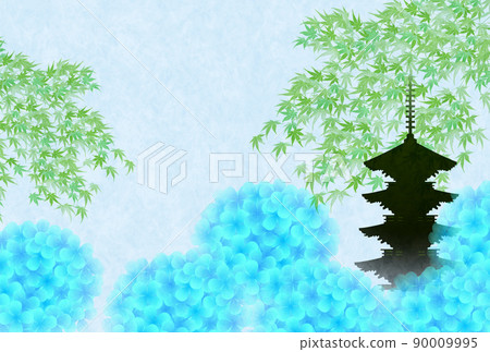 Hydrangea Momiji Japanese pattern background - Stock Illustration ...