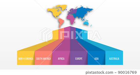 World map modern infographics continent stripes - Stock Illustration ...