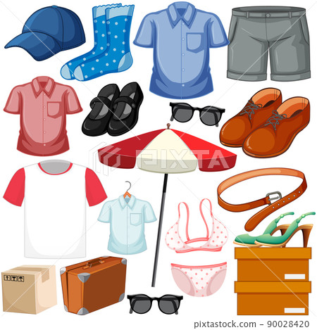 A set of different cloth on white background - Stock Illustration ...