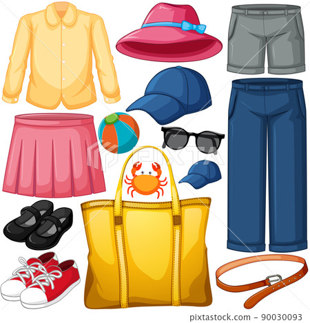 A set of different cloth on white background - Stock Illustration ...