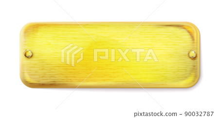 Realistic rectangular light golden plate with... - Stock Illustration ...