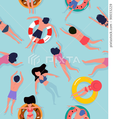 Top view People Swimming seamless pattern - Stock Illustration ...