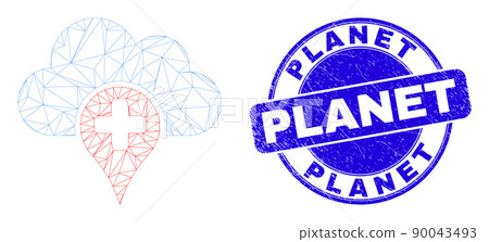 Blue Distress Planet Stamp and Web Carcass... - Stock Illustration ...
