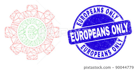 Blue Scratched Europeans Only Stamp and Web... - Stock Illustration ...