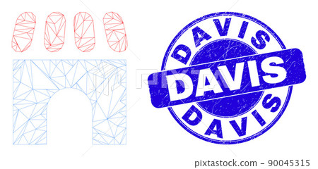 Blue Scratched Davis Stamp Seal and Web Carcass... - Stock Illustration ...