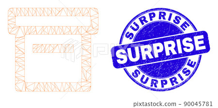 Blue Distress Surprise Stamp and Web Mesh Box - Stock Illustration ...