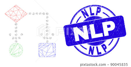 Blue Scratched Nlp Stamp and Web Mesh Block... - Stock Illustration ...