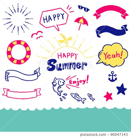 Hand-painted material set summer motif - Stock Illustration [90047143 ...