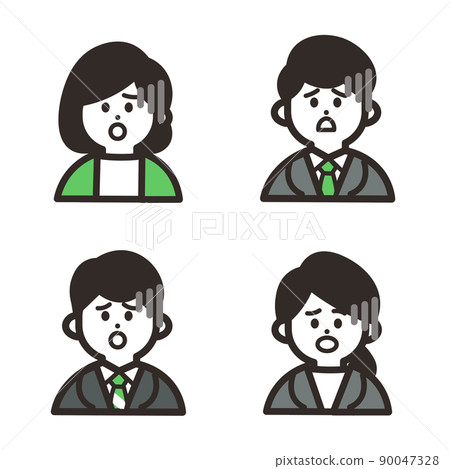 Shocking office worker icon set green - Stock Illustration [90047328 ...