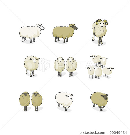 Stylish sheep (illustration icon) - Stock Illustration [90049484] - PIXTA