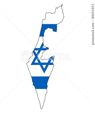 Israel map with flag - outline of a state with... - Stock Illustration ...