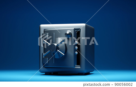 Open metallic, iron, steel safe with padlock on... - Stock Illustration ...
