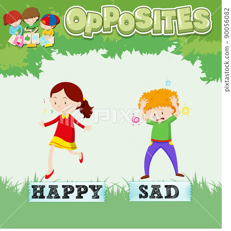 Opposite words for happy and sad - Stock Illustration [90056082] - PIXTA