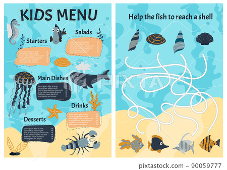 Cute colorful vector template for kids menu... - Stock Illustration ...
