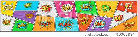 Pop art comic speech bubbles, book sound effects - Stock Illustration [90065884] - PIXTA