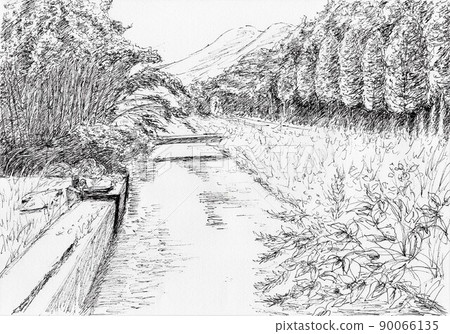 Summer irrigation canal - Stock Illustration [90066135] - PIXTA