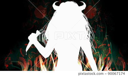 Mela Mela Burning Red Flame and Devil Cosplay... - Stock Illustration ...
