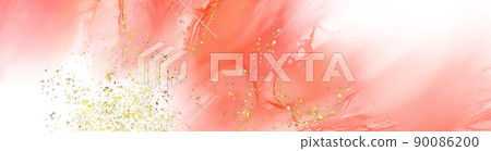 Vector coral banner. Hand drawn abstract paint...-插圖素材 [90086200] - PIXTA圖庫