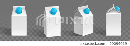 White milk box, square carton pack - Stock Illustration [90094019] - PIXTA