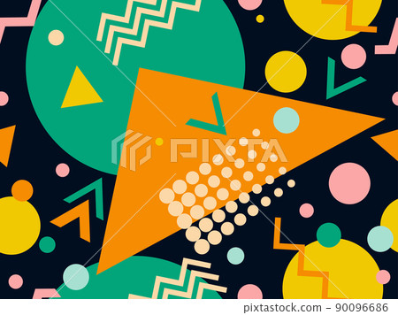 Memphis seamless pattern with geometric shapes... - Stock Illustration ...
