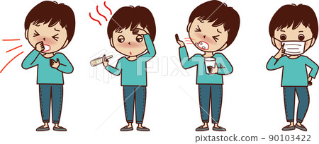 A set illustration of a young man who is in... - Stock Illustration ...