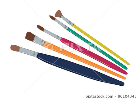 set of multi-colored paint brushes - Stock Illustration [90104343] - PIXTA